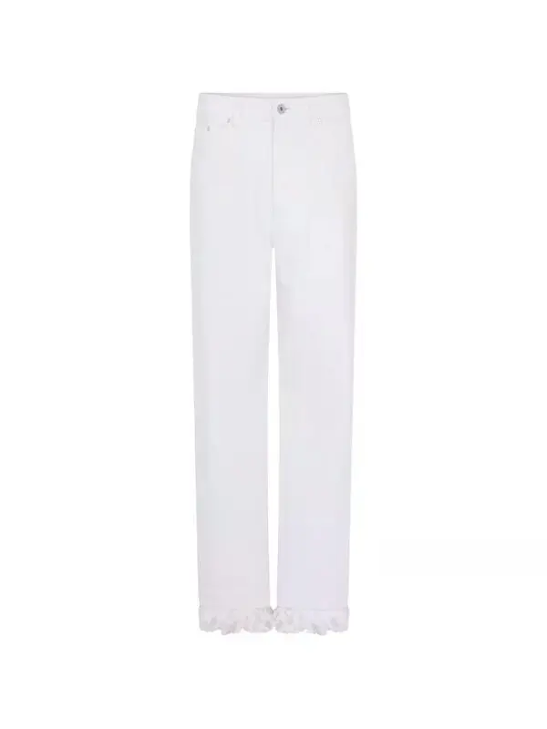 Rabanne Baggy Jeans With Fringe Detail - White