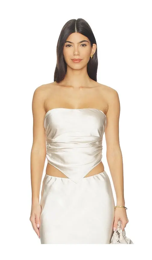 NIA Giacomo Asymmetrical Satin Top - Ivory