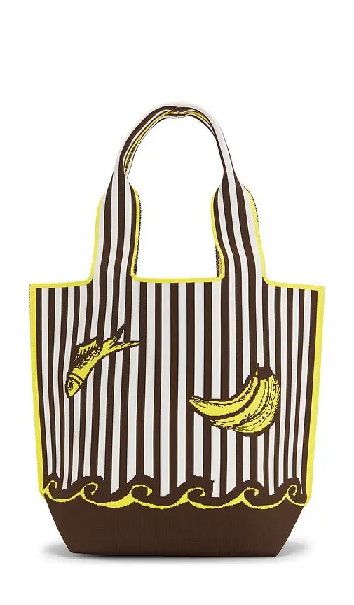 ALEMAIS Mona Jacquard Shopper Tote In Yellow,brown