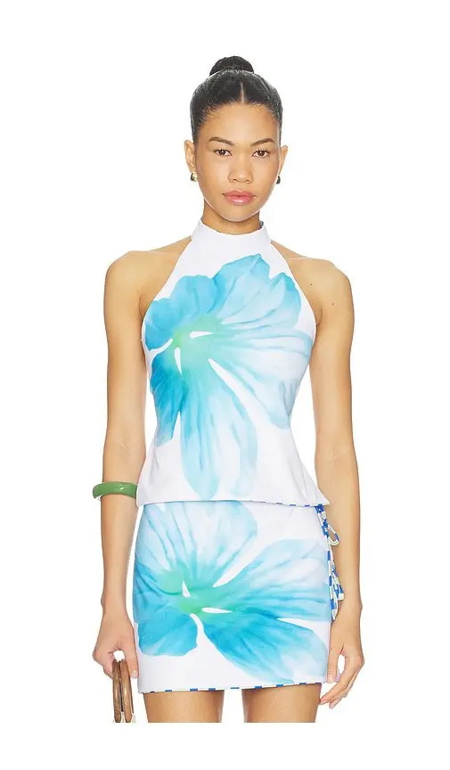 SUSMIE'S Suavecito Reversible Top In White,blue - Multicolor