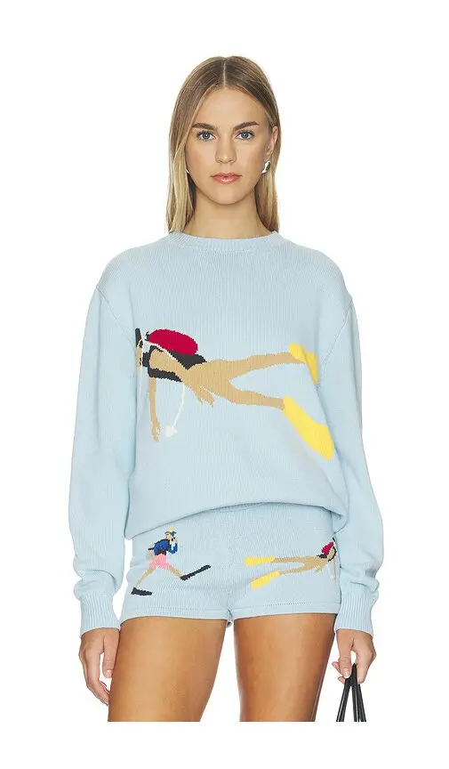 YELLOW THE LABEL Diver Knit Top In Baby Blue - Light Blue