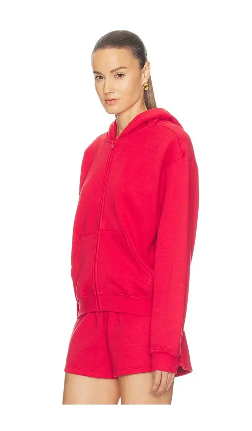 SKIMS Cotton Fleece Classic Zip Up Hoodie - Washed Red