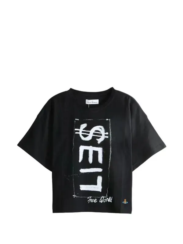 VIVIENNE WESTWOOD Slogan Print Orb Embroidered T-shirt - Black