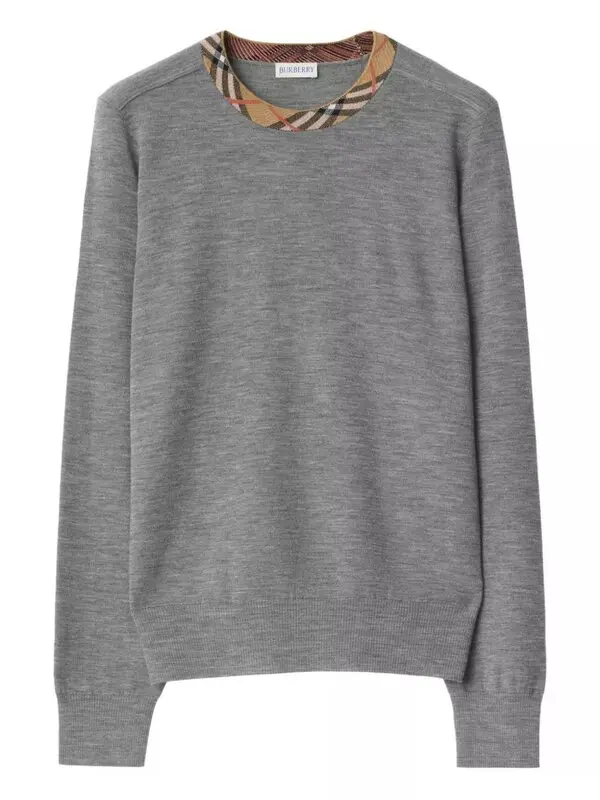 Burberry Plaid Collar Sweater - Grey