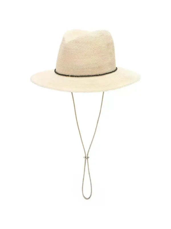 Undercover Bead-embellished Wide-brim Hat - Neutrals