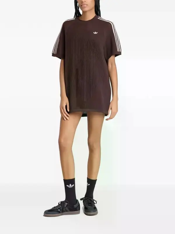 Adidas Crochet Knit Logo-embroidered Mini Dress - Brown
