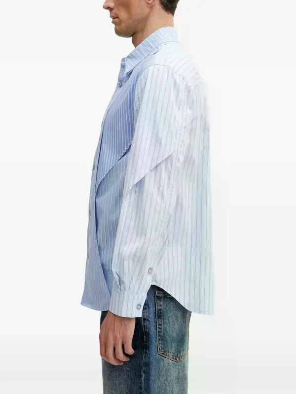 Andersson Bell Stripe-pattern Layered-detail Shirt - Blue