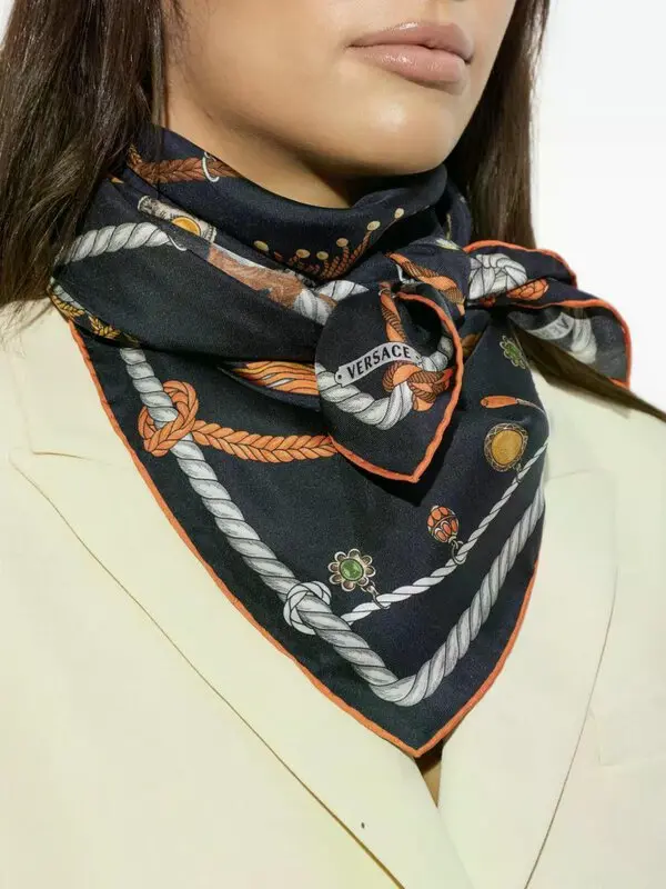 Versace Rope-print Silk Scarf