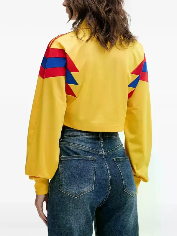 Adidas Cropped V-neck Top With Logo Patch
