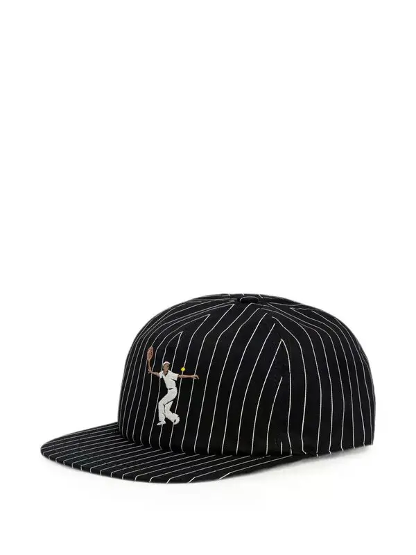 Lacoste Embroidered Motif Pinstripe Cap - Black