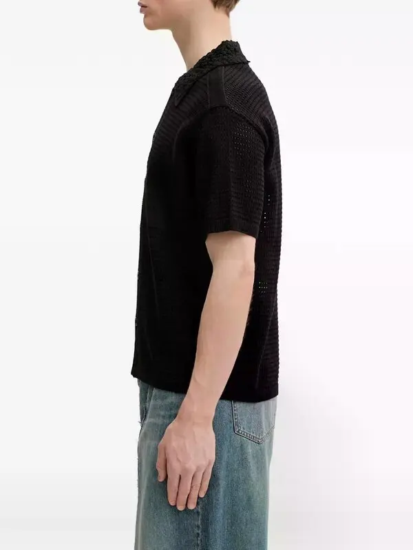 Andersson Bell Crochet-collar Mesh-knit Shirt