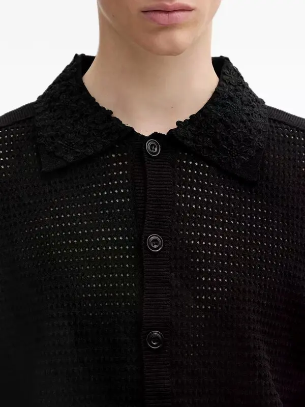 Andersson Bell Crochet-collar Mesh-knit Shirt
