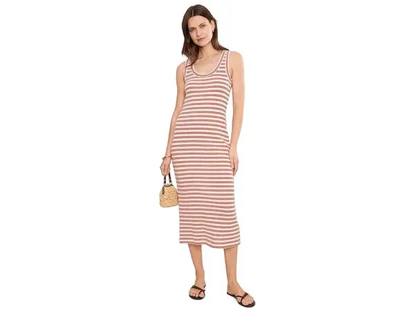 Madewell Bloom Texture Tank Midi Stripe Dress