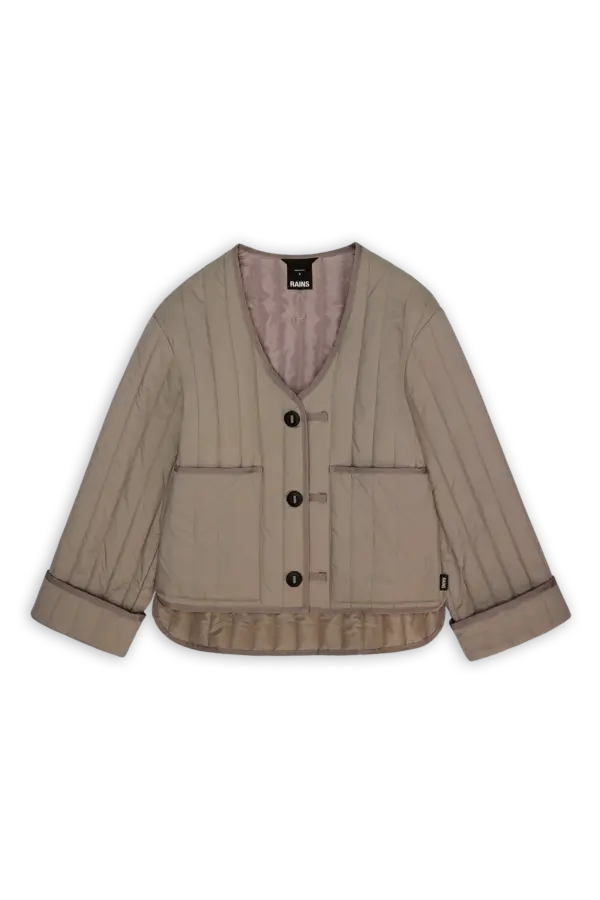 Rains Quilted Nylon Liner Jacket With V-neck - Cinder