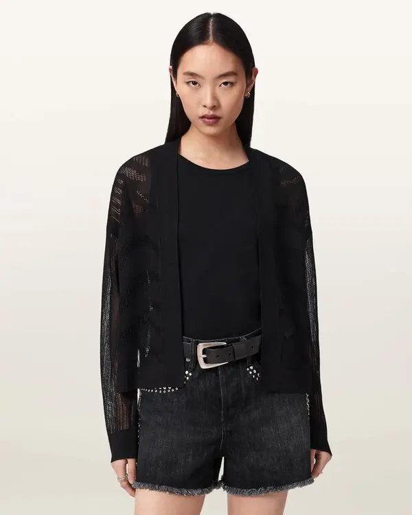 ALLSAINTS Misha Long Sleeved Cropped Cardigan - Black