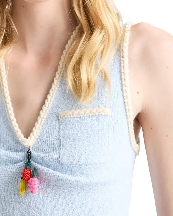 Prada Cotton Bouclé V-neck Cropped Top