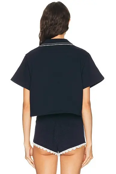 Miu Miu Cropped Collared Top With Logo