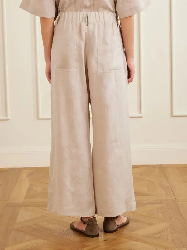 Brunello Cucinelli Linen Wide-leg Drawstring Pants