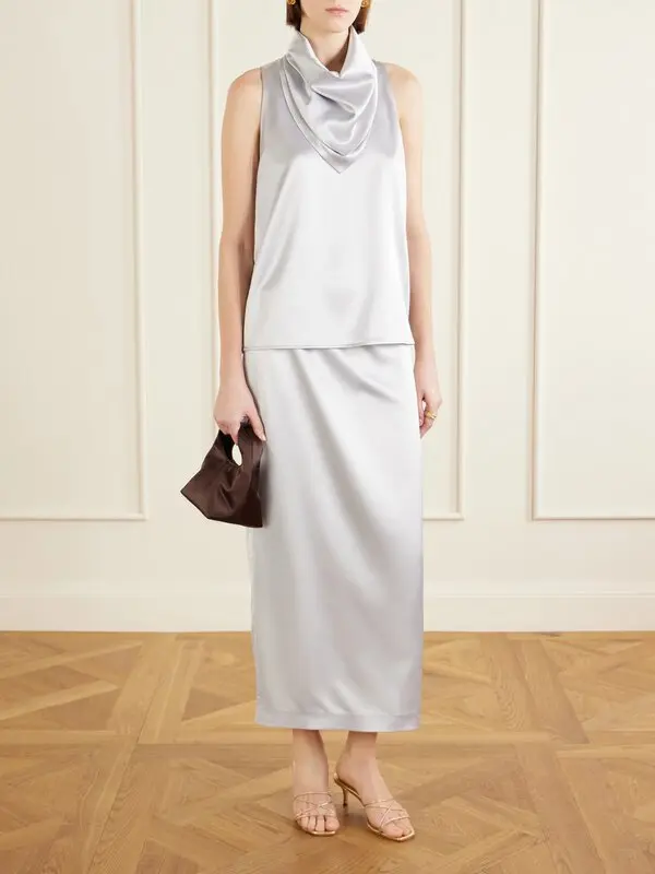 VIOLANTE NESSI Shea Satin Midi Skirt