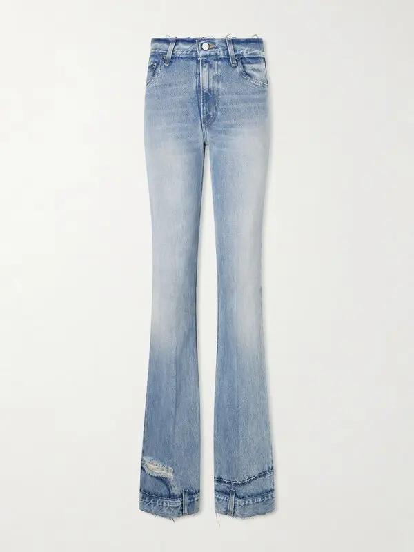 HAIKURE Flora Distressed Mid-rise Flared Jeans