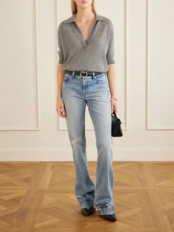 HAIKURE Flora Distressed Mid-rise Flared Jeans