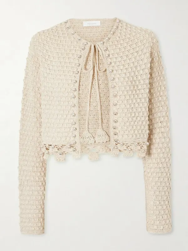 Rabanne Embellished Crocheted Cotton Cardigan
