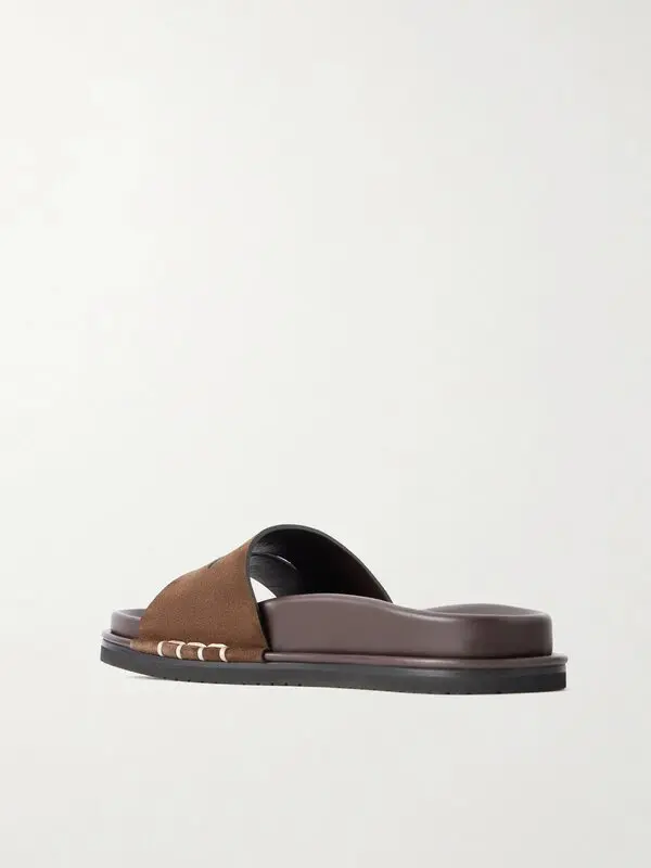 JW Anderson Suede Fussbett Slides - Brown