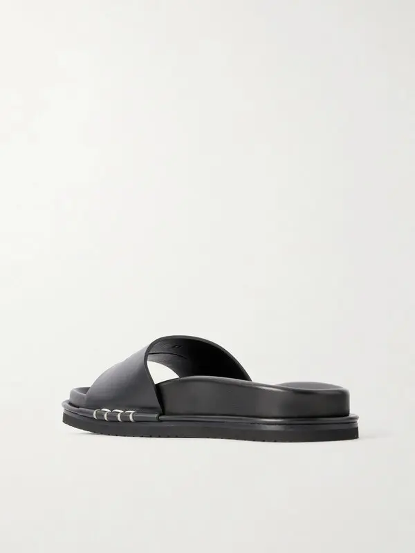 JW Anderson Leather Fussbett Slides - Black