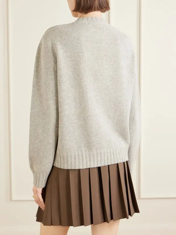 MAISON MARGIELA Logo Print Cut-out Wool Blend Sweater - Gray