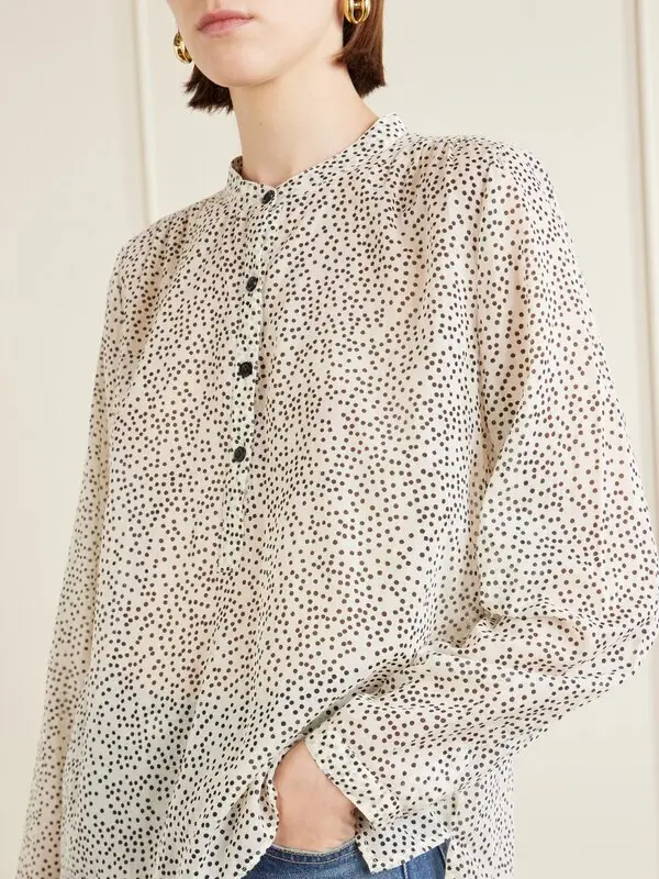 MARANT ETOILE Isabel Maria Polka Dot Organic Cotton Voile Blouse