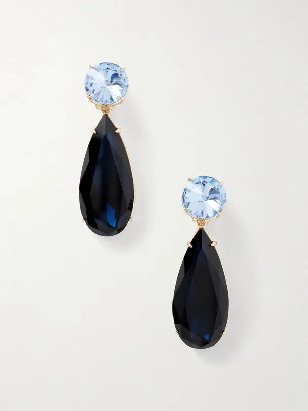 Carolina Herrera Gold-tone Crystal Drop Earrings - Blue