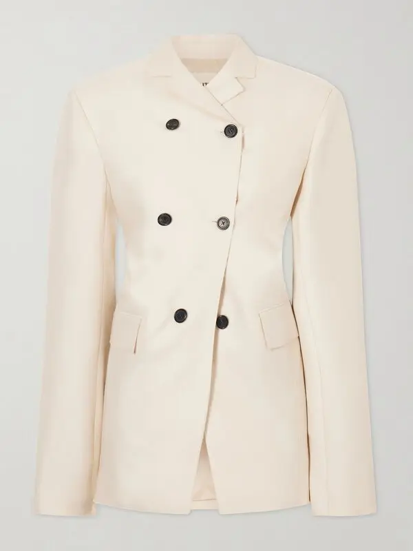 Khaite Rolo Double-breasted Wool And Silk-blend Blazer - Neutrals