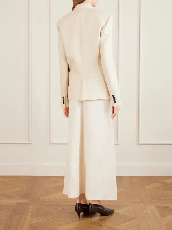 Khaite Rolo Double-breasted Wool And Silk-blend Blazer - Neutrals