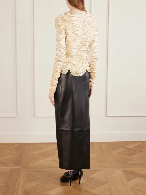 Khaite Rory" Ruched Silk Top - Neutrals