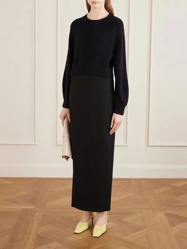 Khaite Lyle Crepe Midi Skirt