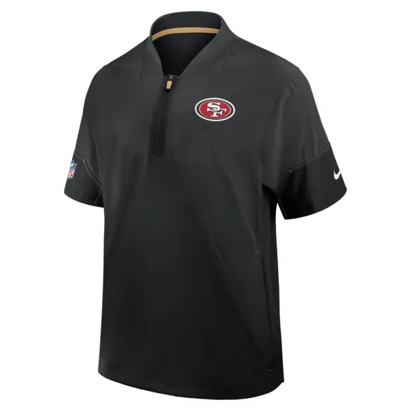 Nike San Francisco 49ers Sideline Coach Short-sleeve Hooded Jacket - Black
