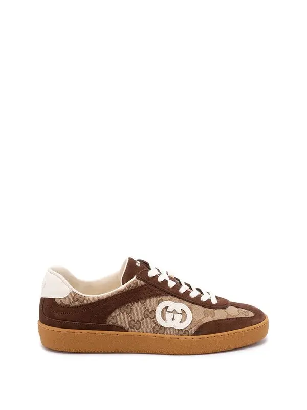 Gucci Gg Monogram Canvas & Suede Lace-up Sneakers