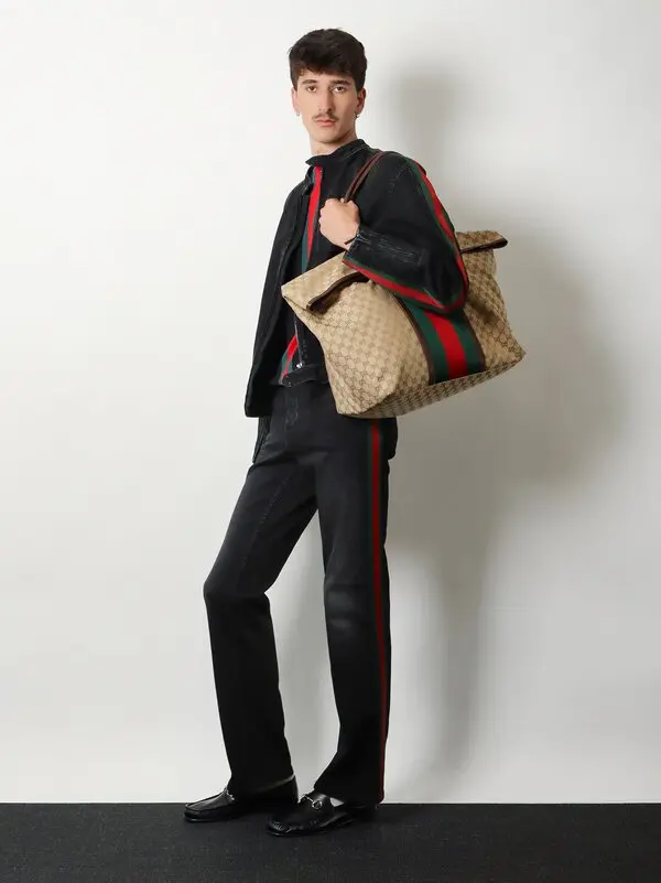 Gucci Gg Fabric Travel Bag With Web Detail - Multicolor