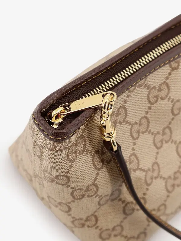 Gucci Gg Fabric Clutch With Nastro Web Detail