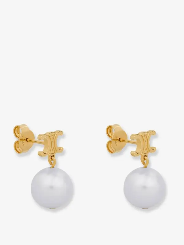 Celine Brass Earrings With Pearls