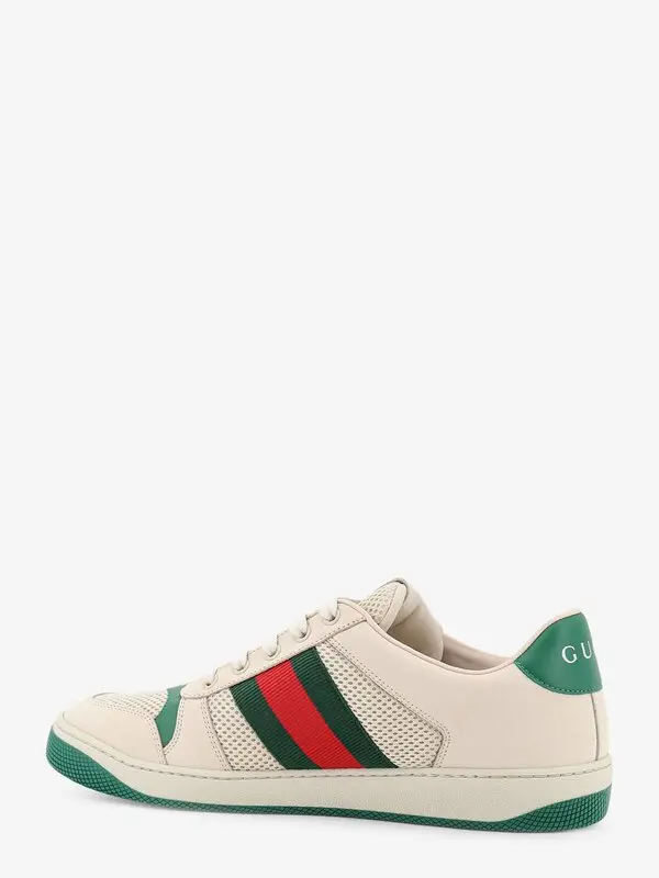 Gucci Screener Mesh And Leather Sneakers With Nastro Web - Multicolor
