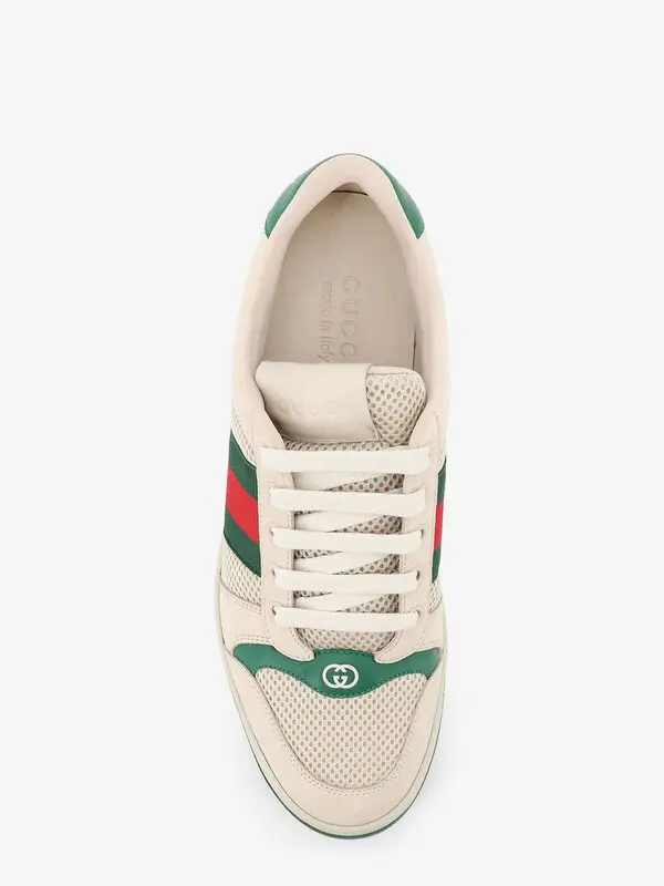 Gucci Screener Mesh And Leather Sneakers With Nastro Web - Multicolor