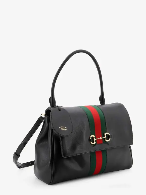 Gucci Leather Handbag With Web Detail And Horsebit
