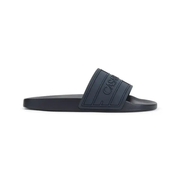 Casablanca Logo Embossed Rubber Slides - Blue