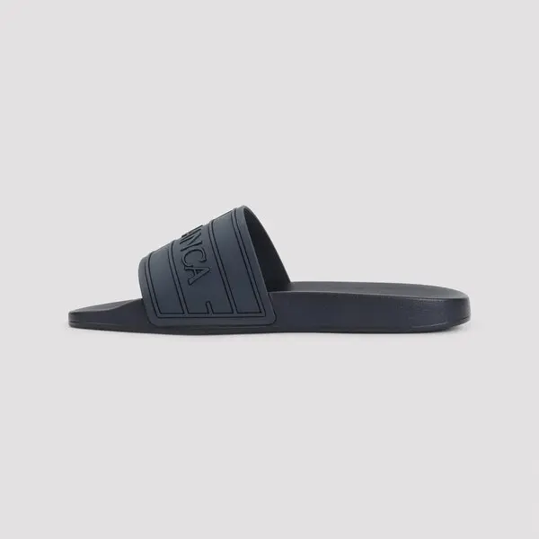 Casablanca Logo Embossed Rubber Slides - Blue
