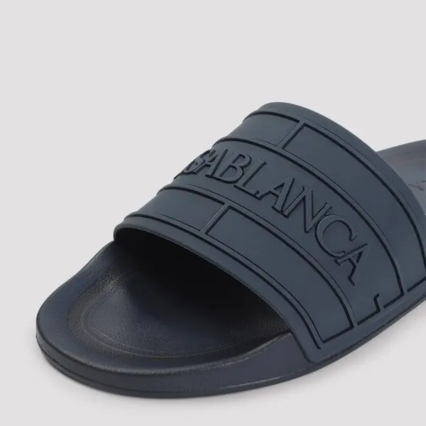 Casablanca Logo Embossed Rubber Slides - Blue