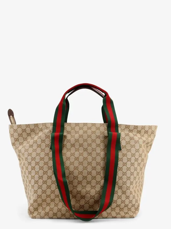Gucci Gg Fabric Shopping Bag With Nastro Web Handle - Multicolor