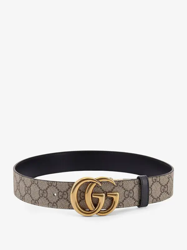 Gucci Gg Supreme Fabric Belt With Gold Metal Buckle - Multicolor