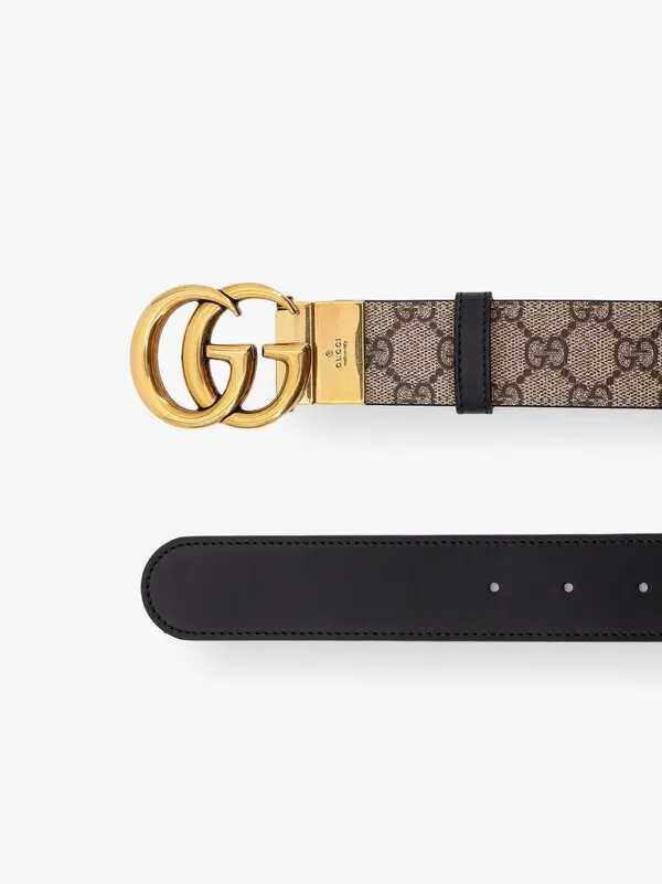 Gucci Gg Supreme Fabric Belt With Gold Metal Buckle - Multicolor