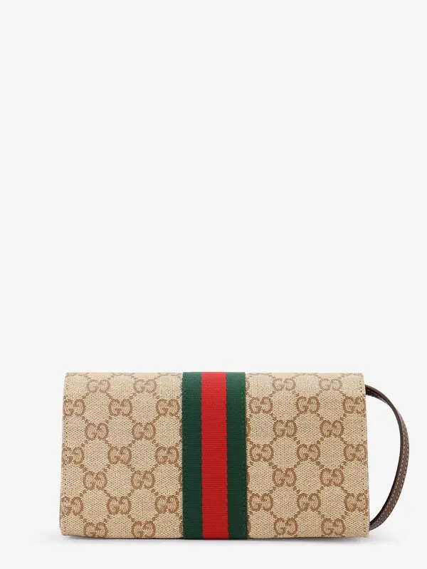 Gucci Gg Fabric Shoulder Bag With Nastro Web Detail - Cream